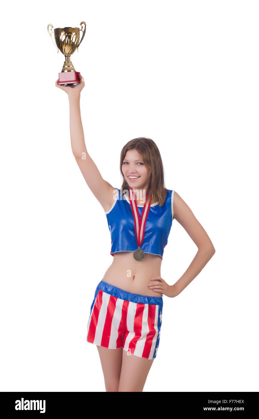Woman boxer in uniform with US symbols Stock Photo - Alamy