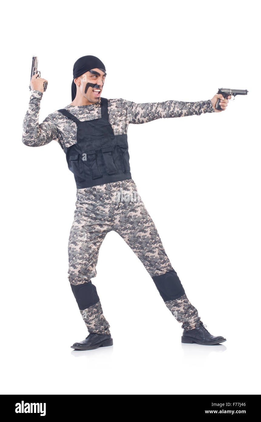 Soldier isolated on the white background Stock Photo - Alamy