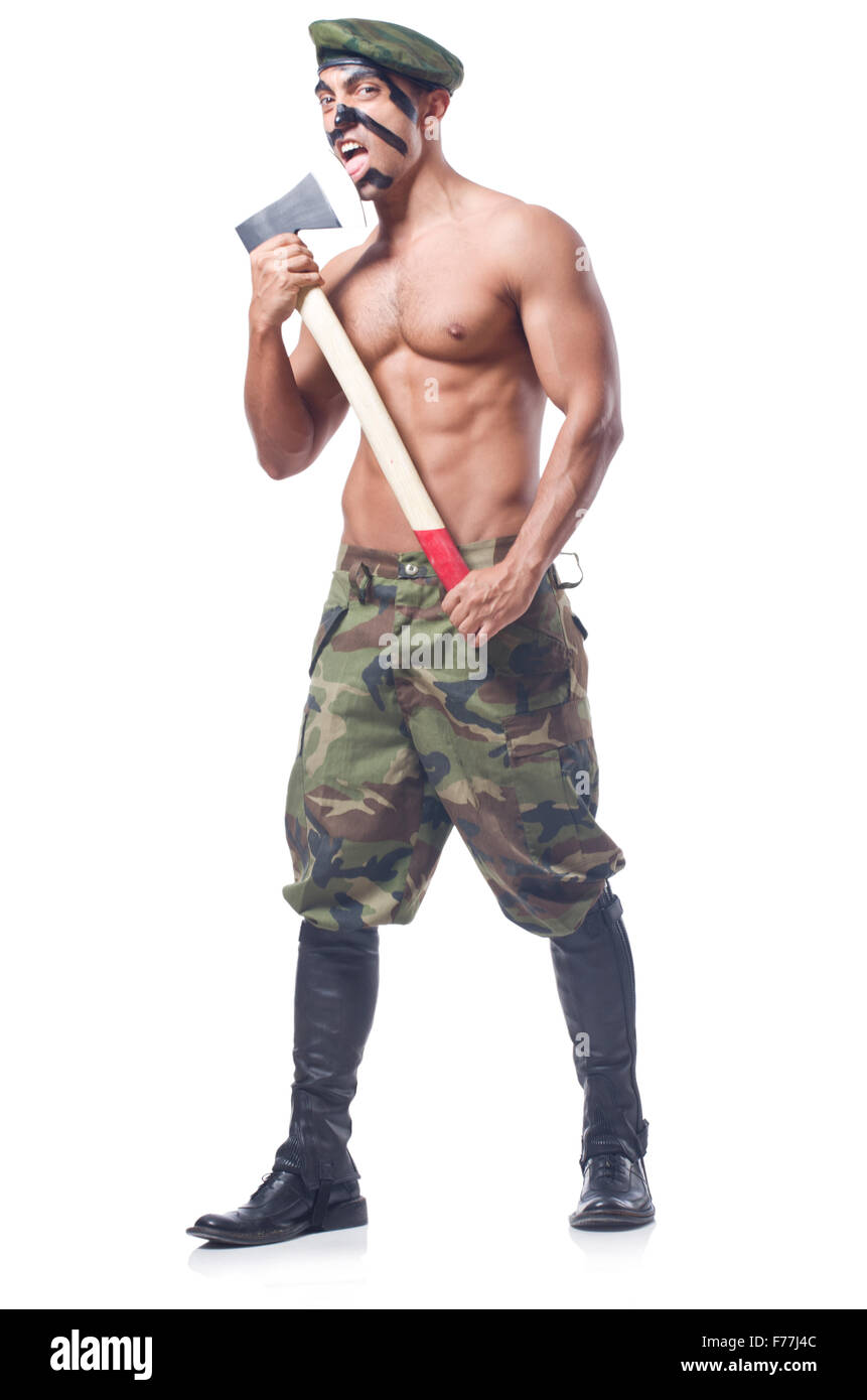 Soldier isolated on the white background Stock Photo - Alamy