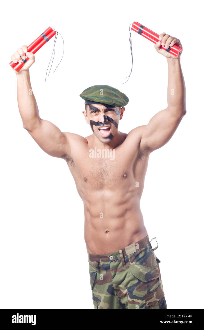 Soldier isolated on the white background Stock Photo - Alamy