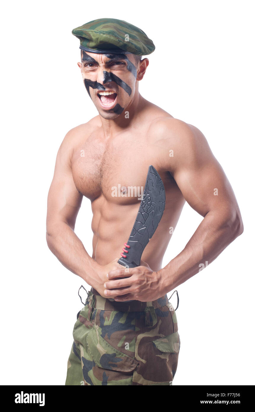 Soldier isolated on the white background Stock Photo - Alamy
