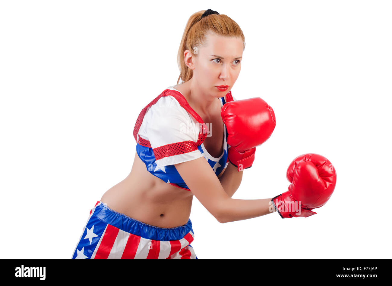 Woman boxer isolated on white Stock Photo - Alamy