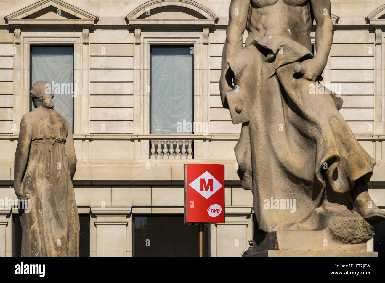 Metro subway symbol in Barcelona, Catalonia, Spain Stock Photo - Alamy