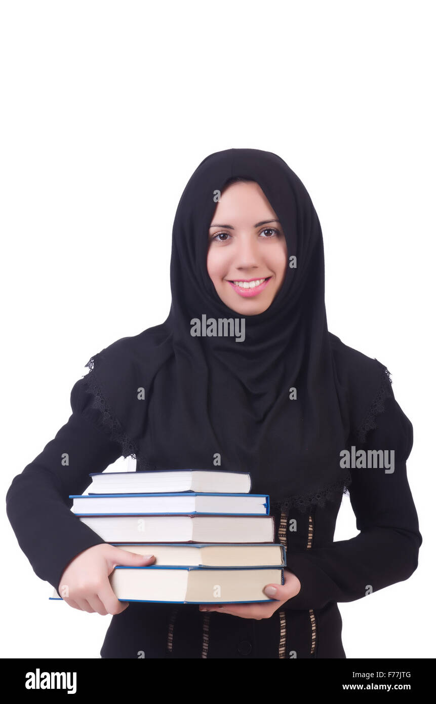 Young muslim female student with books Stock Photo - Alamy
