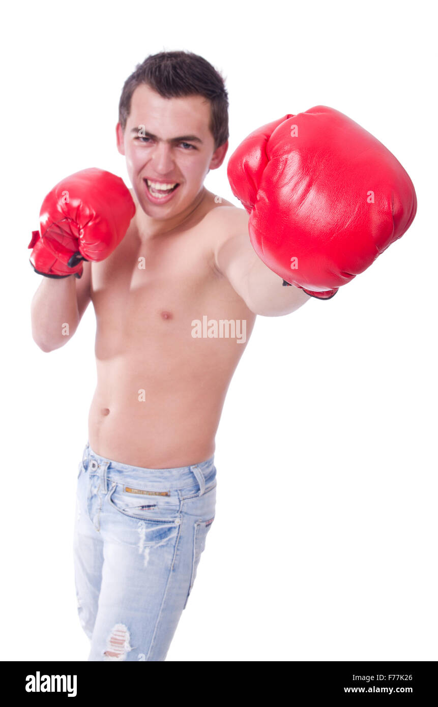 Funny boxer isolated on the white background Stock Photo - Alamy