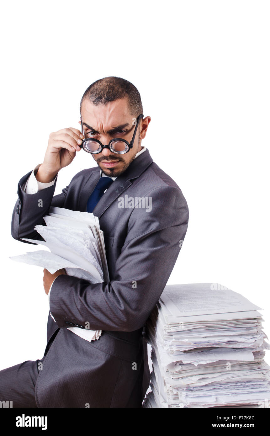 Man with too much work to do Stock Photo - Alamy