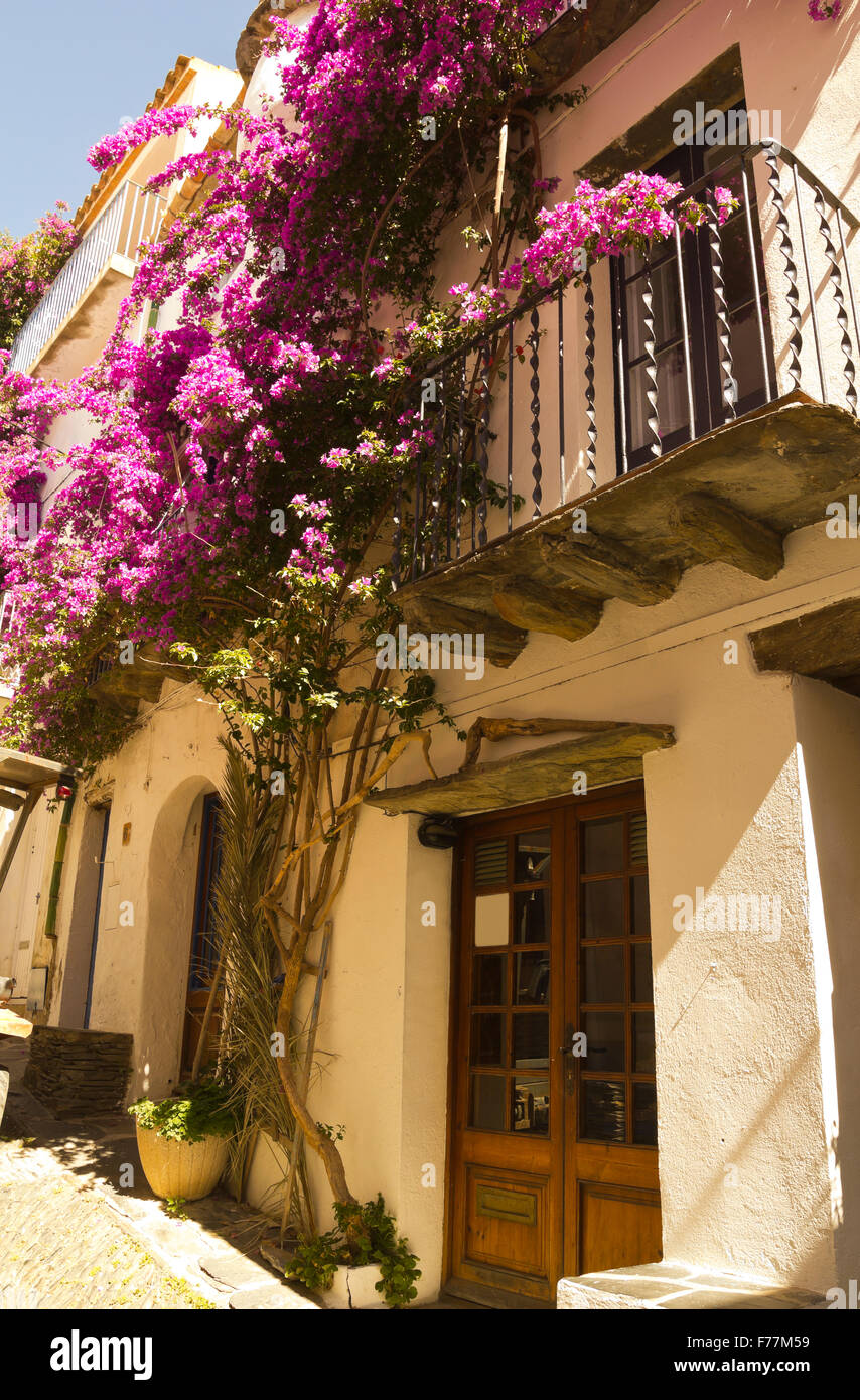Mediterranean house, adorned with flowers and plants. Costa Brava ...