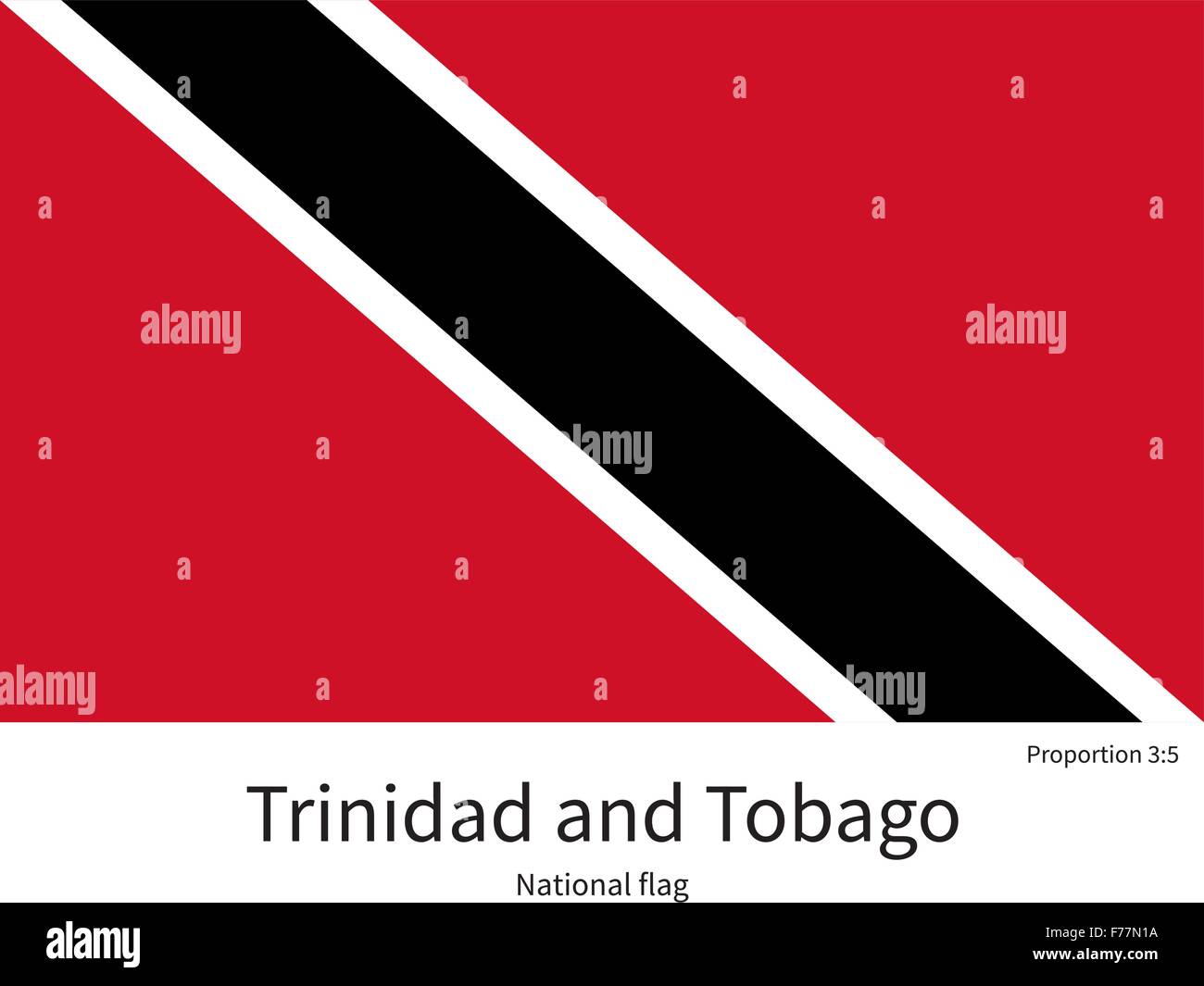 National flag of Trinidad and Tobago with correct proportions, element ...