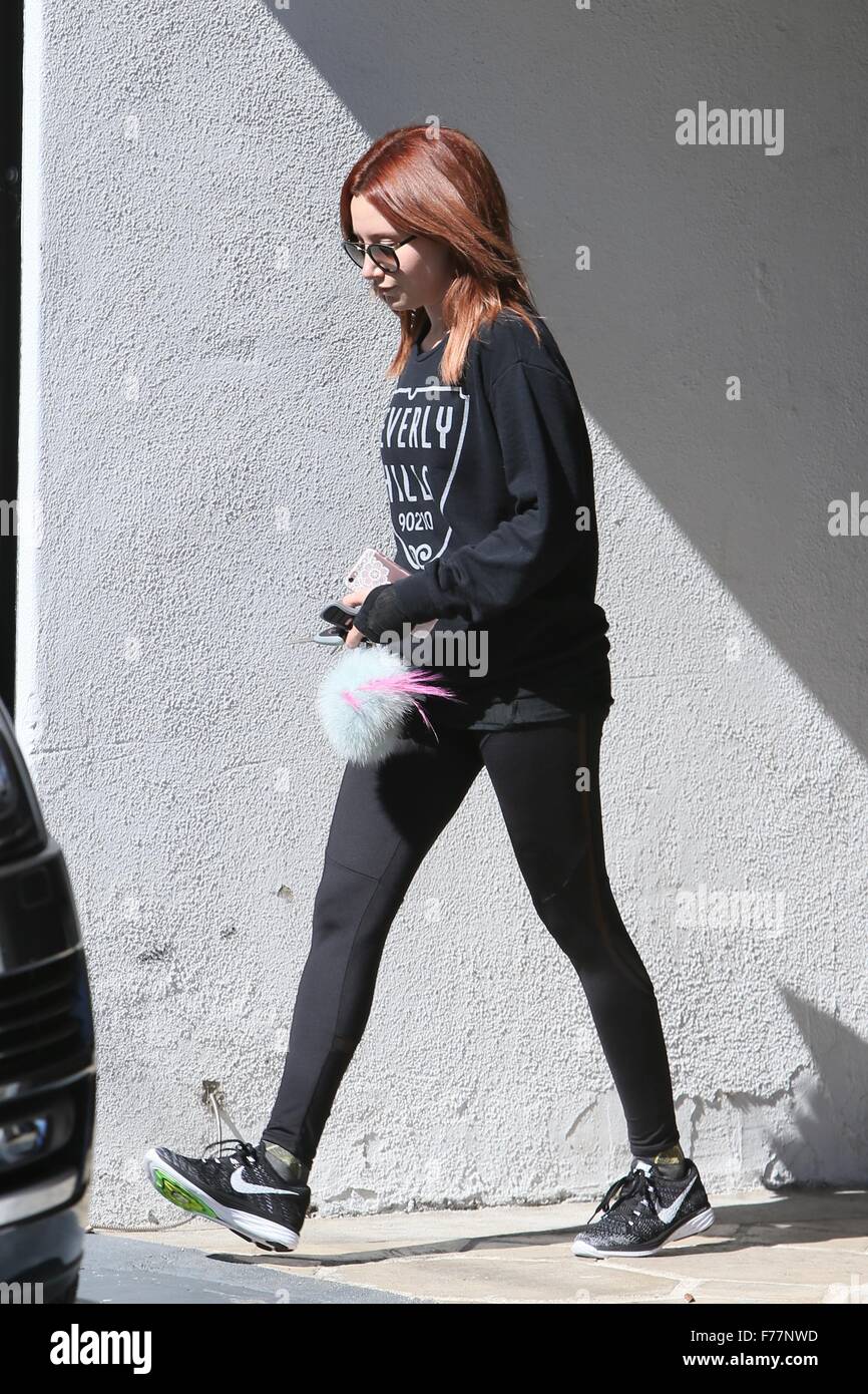 Ashley Tisdale seen leaving a gym wearing a Beverly Hills, 90210 ...