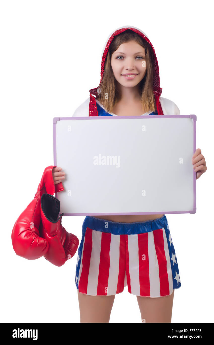 Woman boxer in uniform with US symbols Stock Photo - Alamy