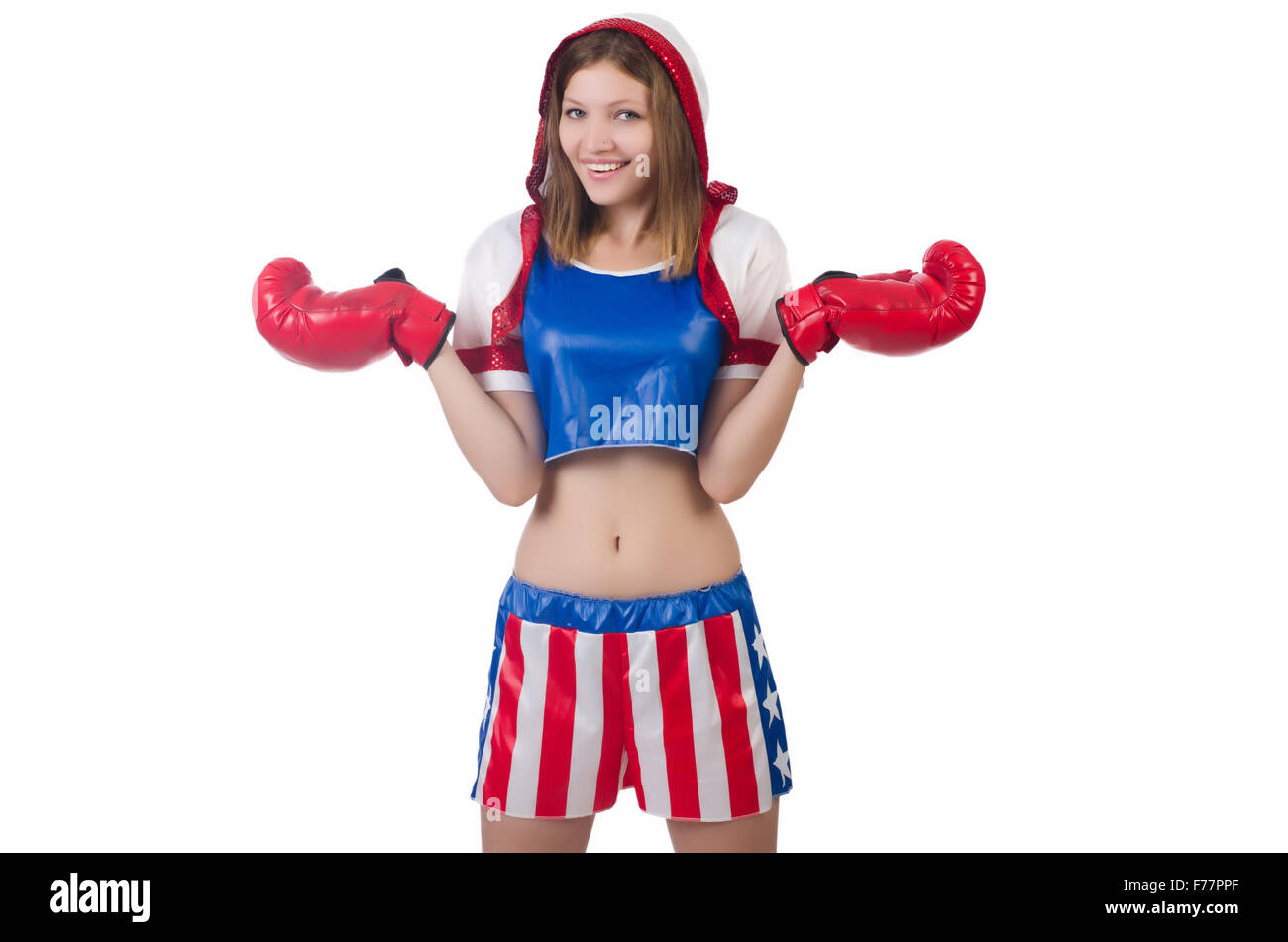 Woman boxer in uniform with US symbols Stock Photo - Alamy
