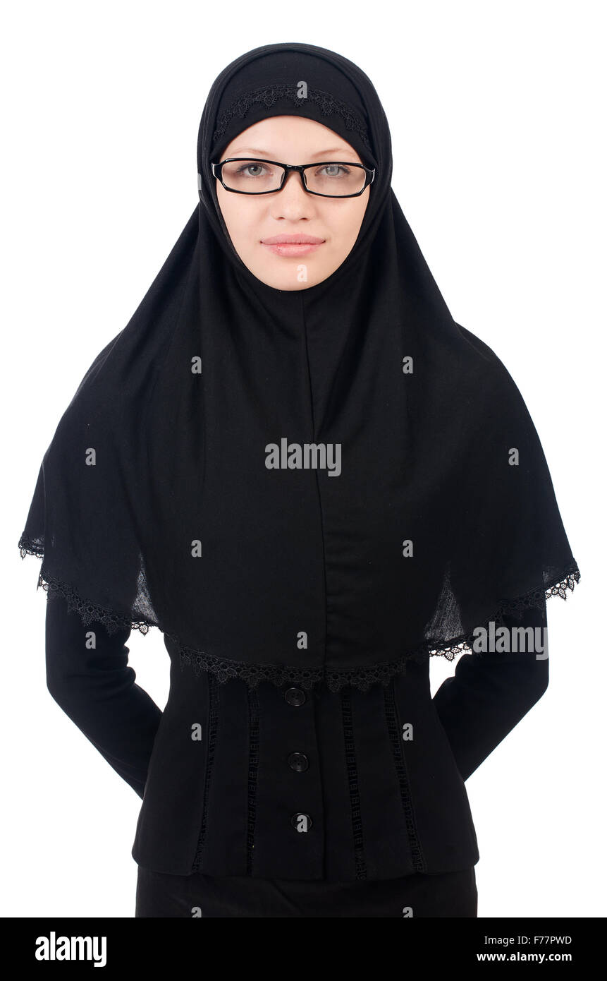 Woman with muslim burqa isolated on white Stock Photo - Alamy