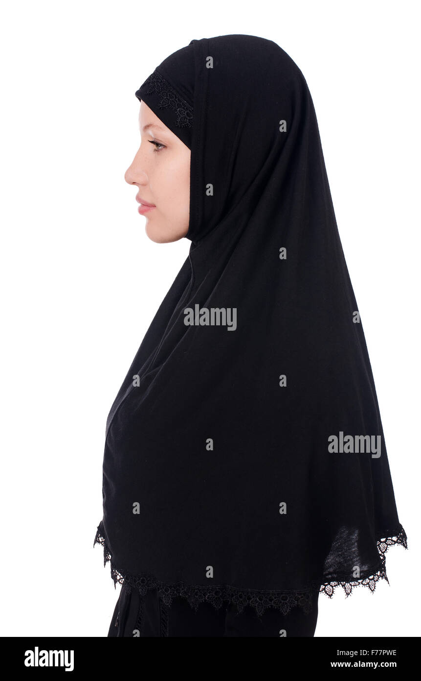 Woman with muslim burqa isolated on white Stock Photo - Alamy