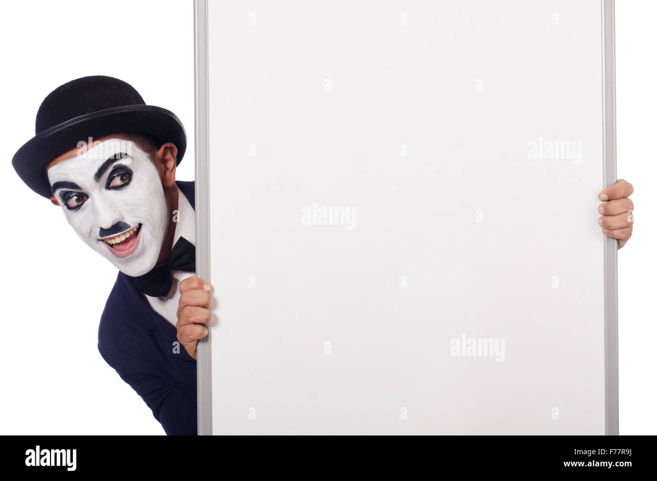 Funny man with blank board Stock Photo - Alamy