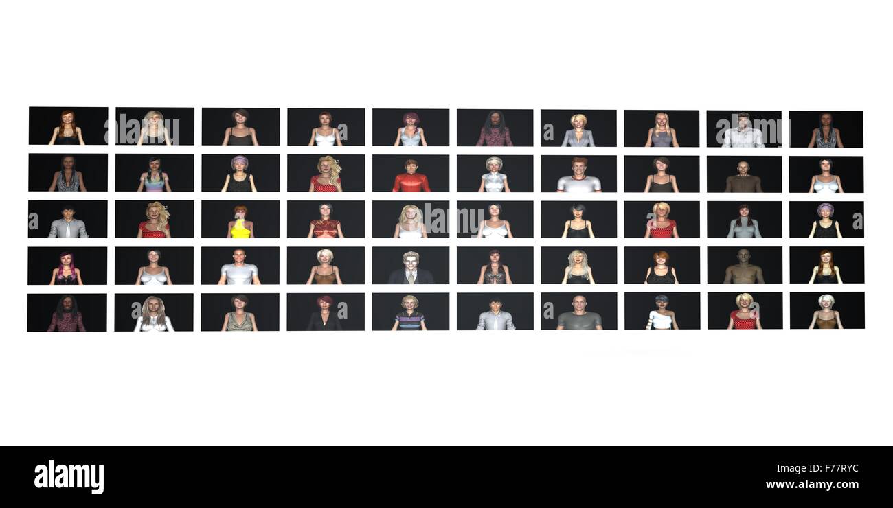 Crowd of People Online Smiling and Video Profile Avatar Stock Photo - Alamy