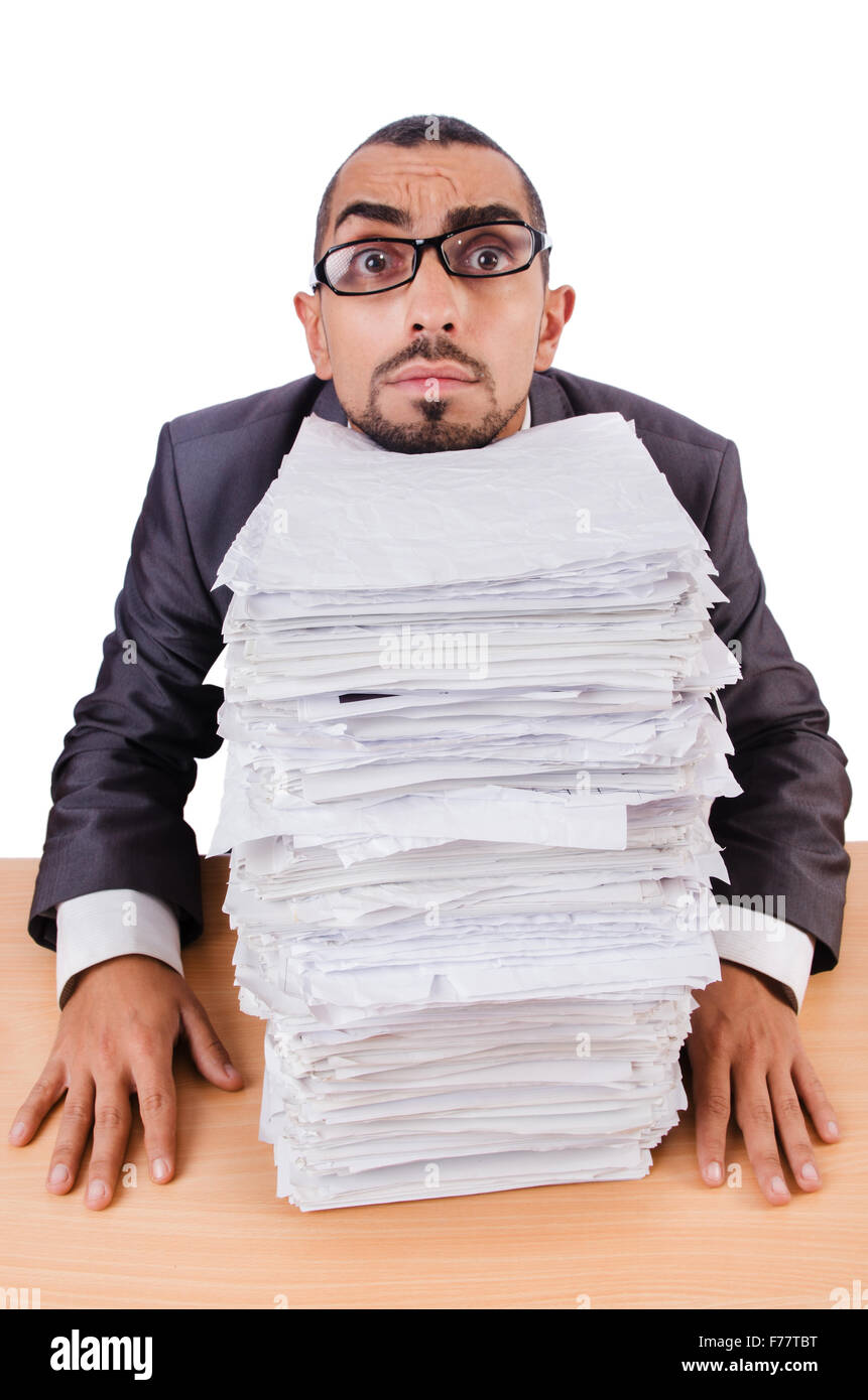 Man with too much work to do Stock Photo - Alamy