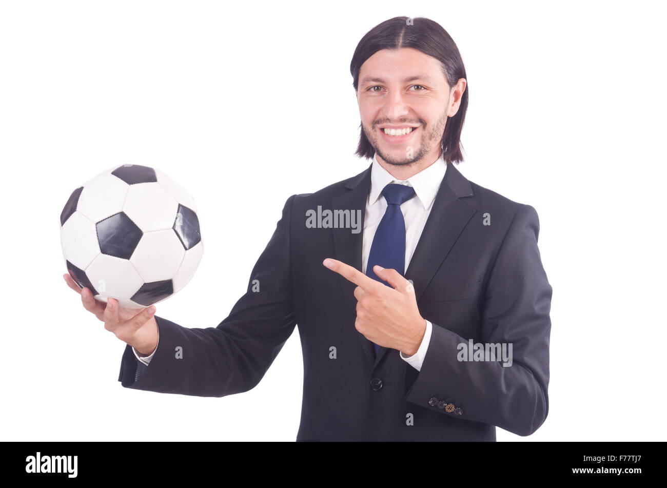 Man with football isolated on white Stock Photo - Alamy