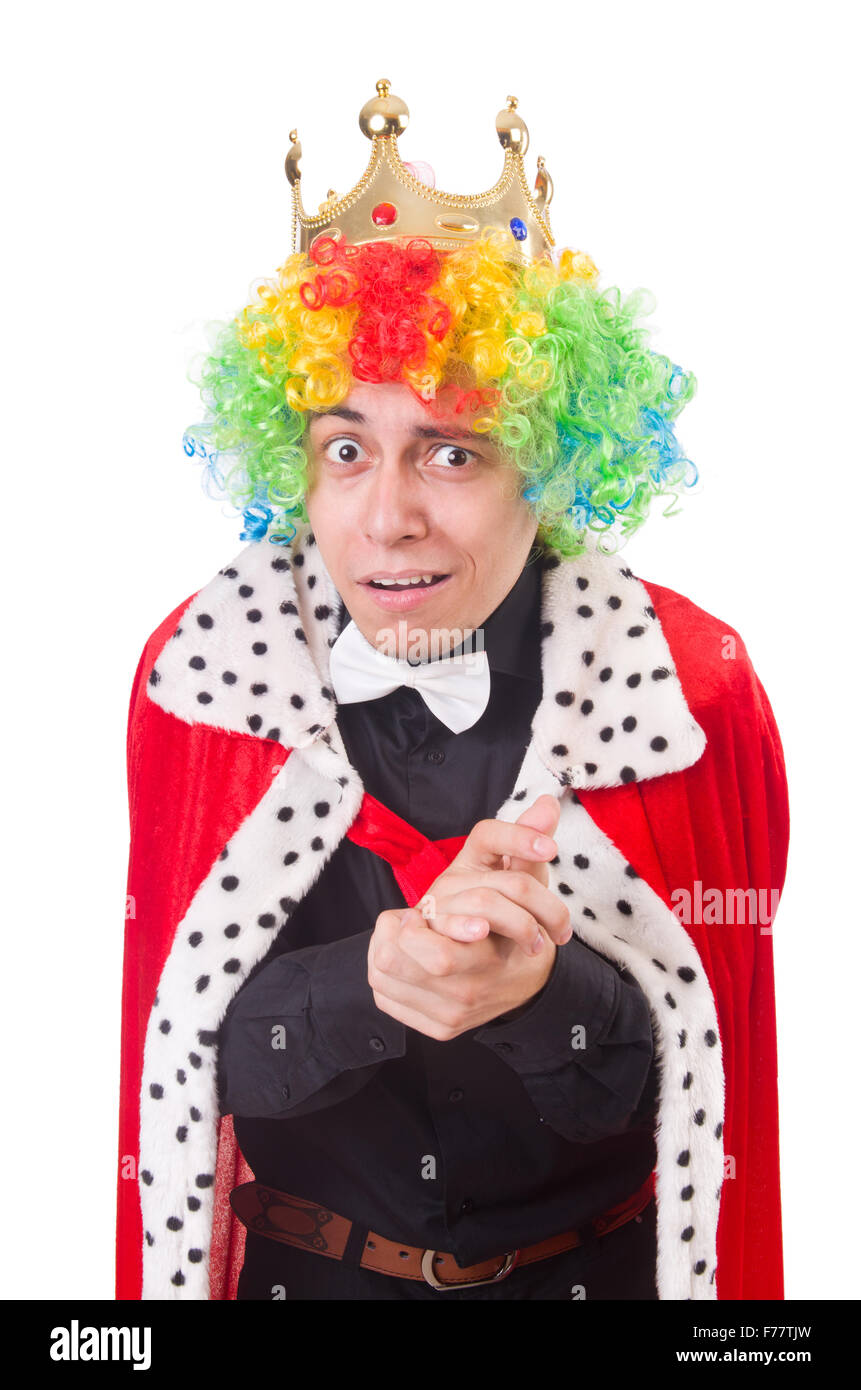 Businessman with crown isolated on white Stock Photo - Alamy