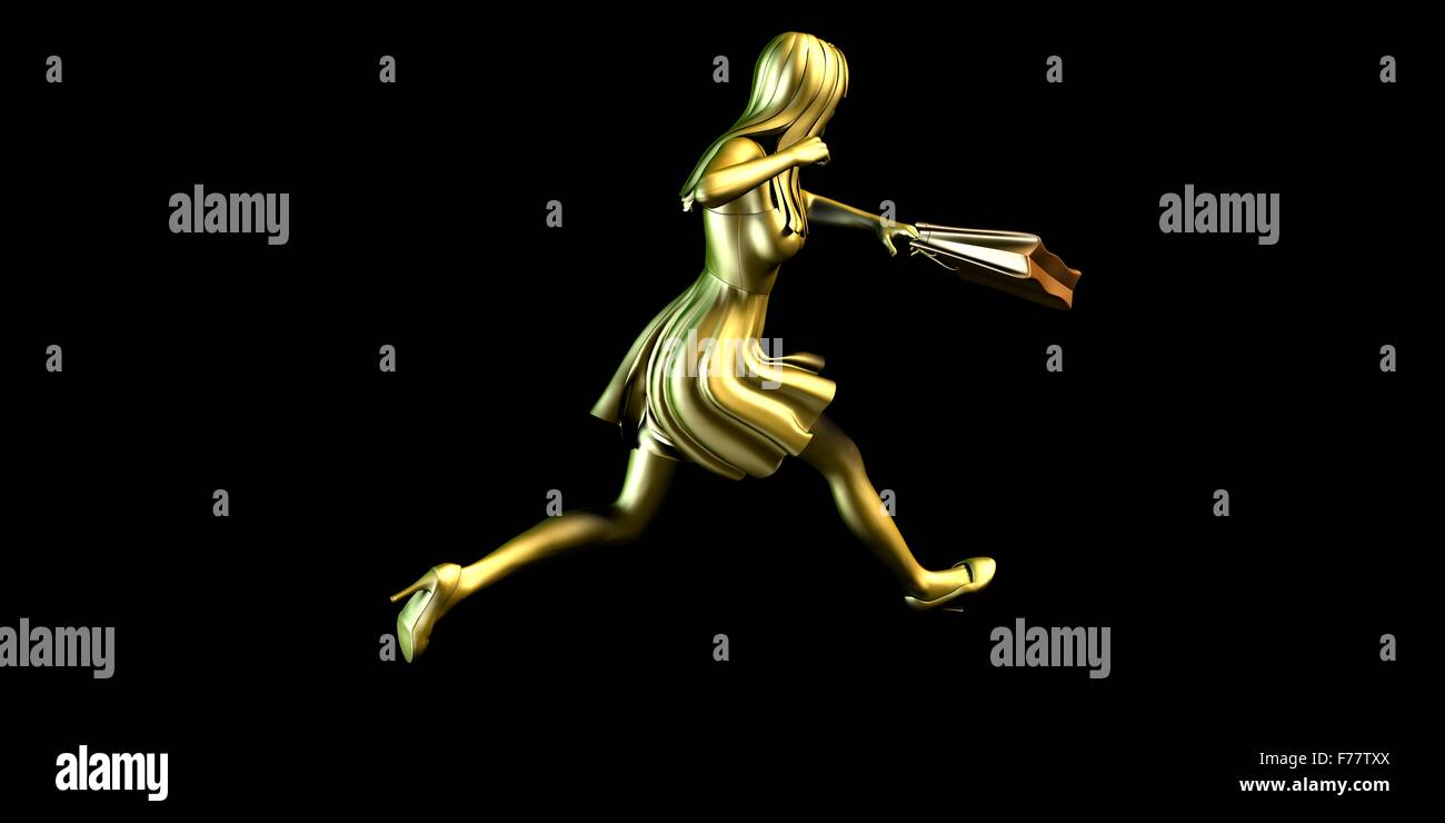 Woman Shopper Running for a Sales Event Stock Photo - Alamy