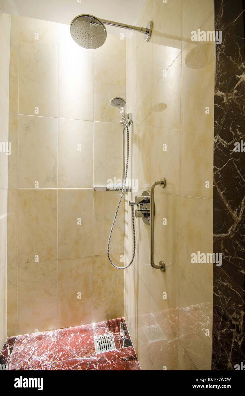 Interior of bathroom with shower Stock Photo - Alamy