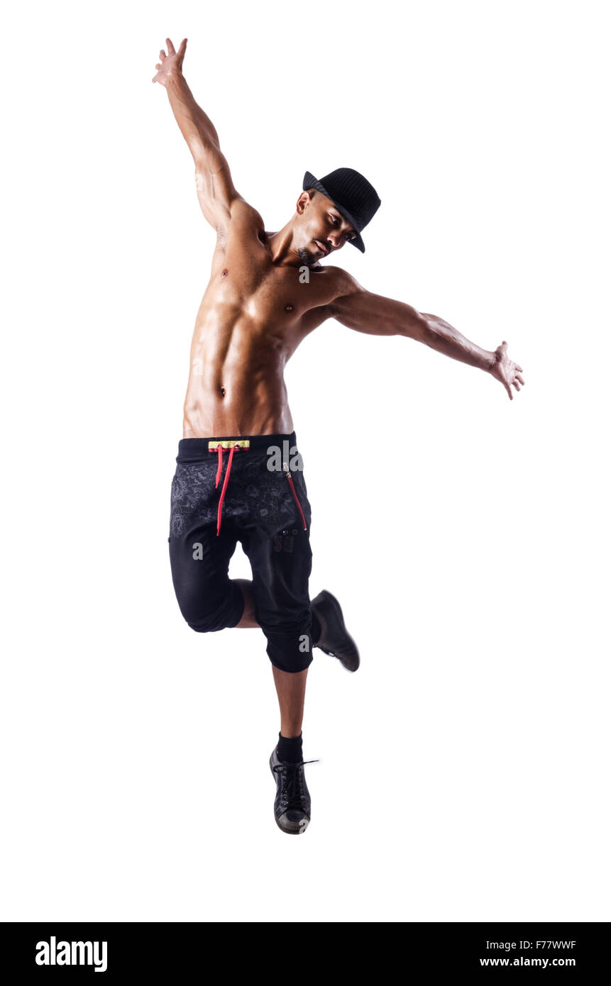 Muscular dancer isolated on white Stock Photo - Alamy