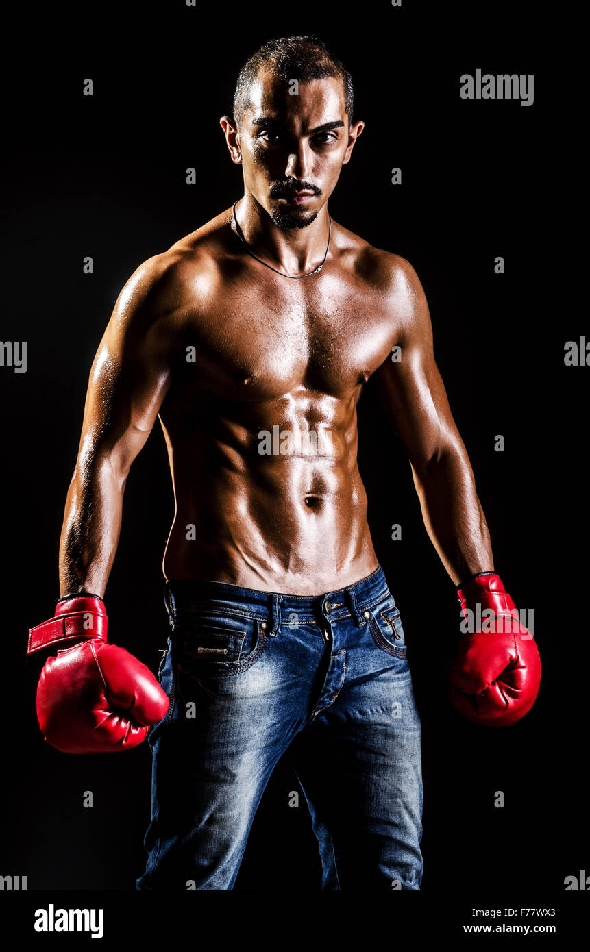 Muscular boxer in studio shooting Stock Photo - Alamy