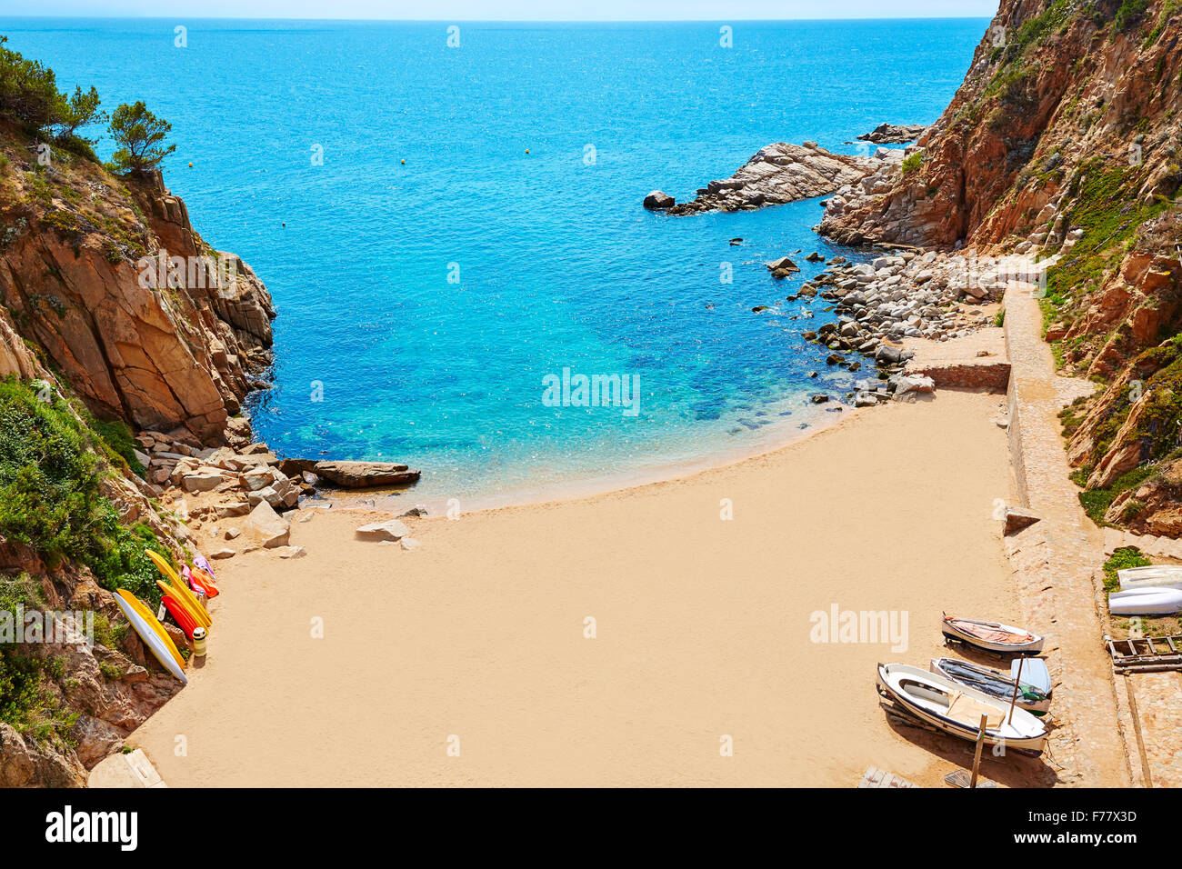 Tossa de Mar Codolar beach platja in Costa Brava of Catalonia Spain ...