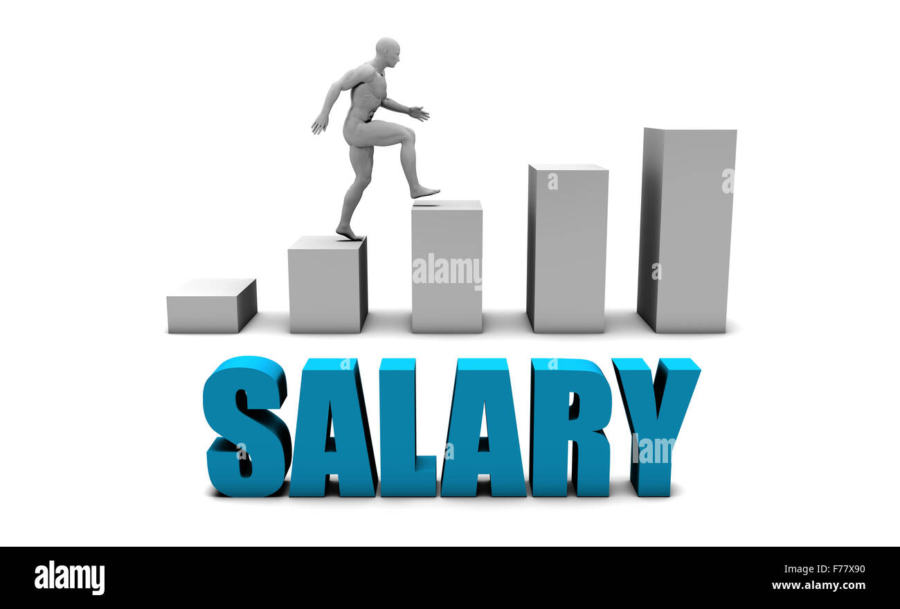 Salary 3D Concept in Blue with Bar Chart Graph Stock Photo - Alamy
