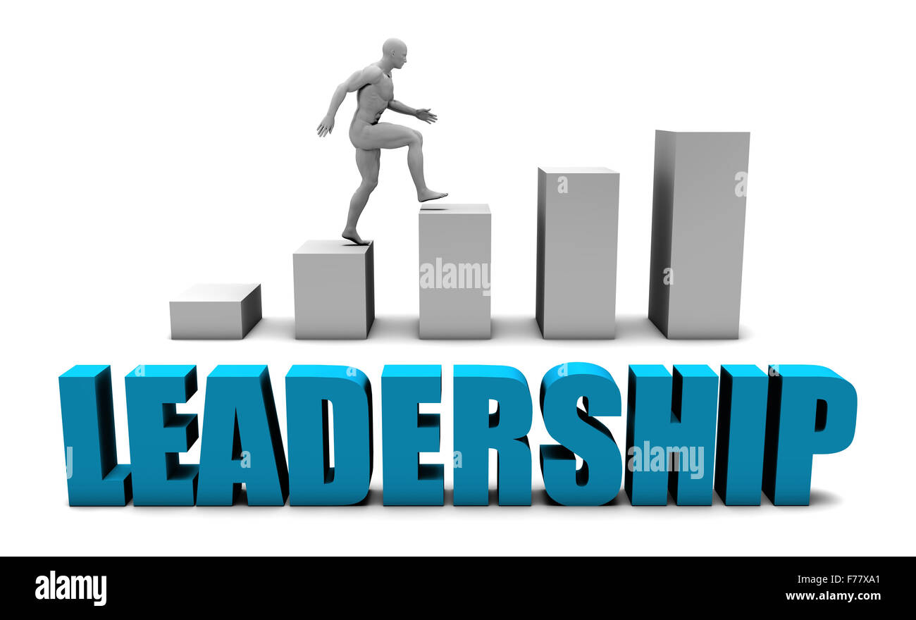 Leadership 3D Concept in Blue with Bar Chart Graph Stock Photo - Alamy