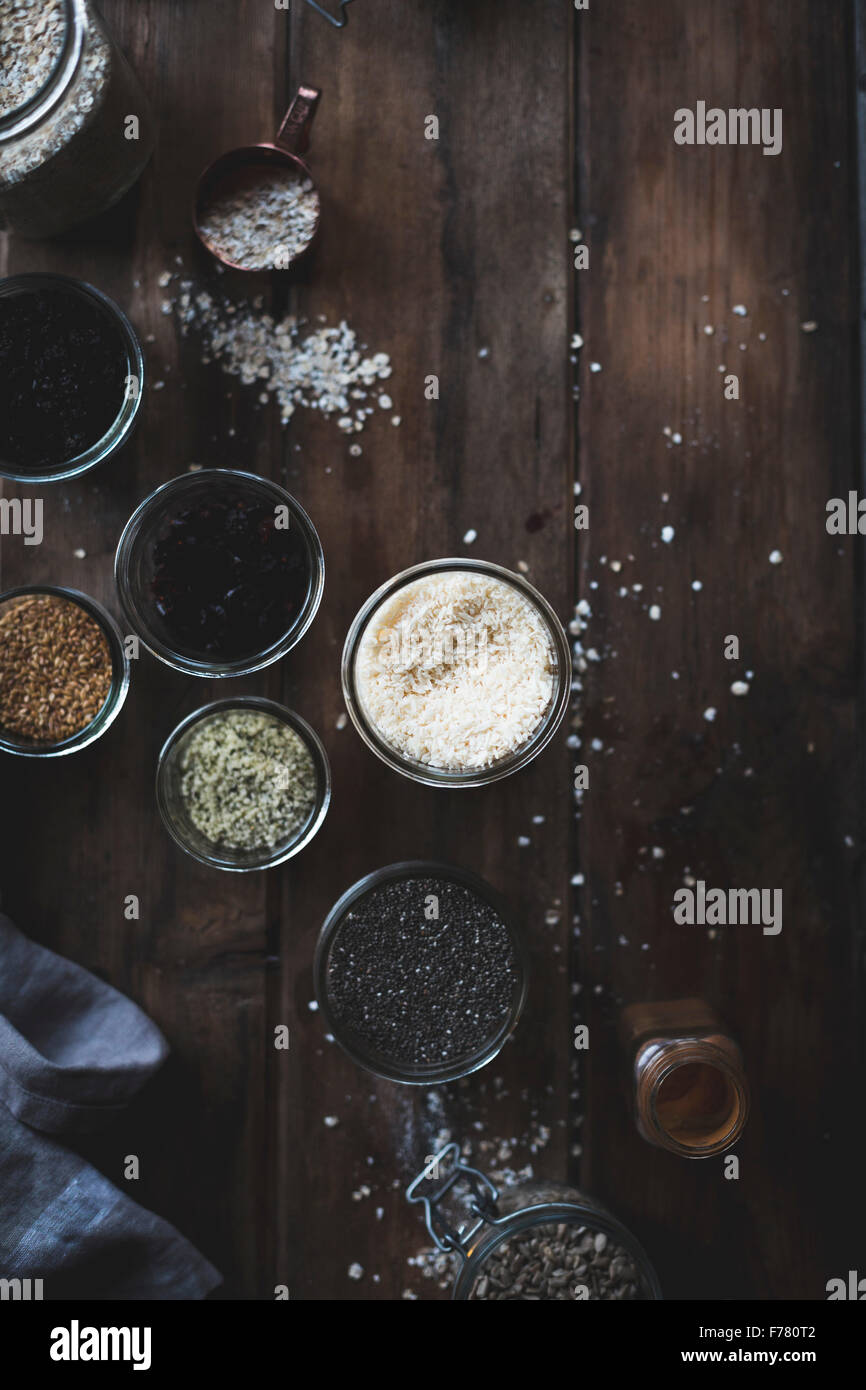 Various kitchen ingredients in pots for cookery Stock Photo - Alamy