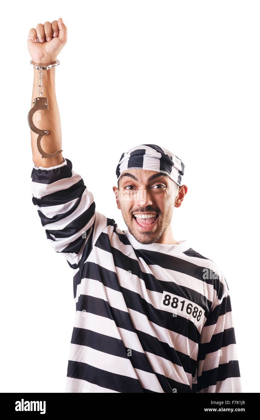 Convict criminal in striped uniform Stock Photo - Alamy