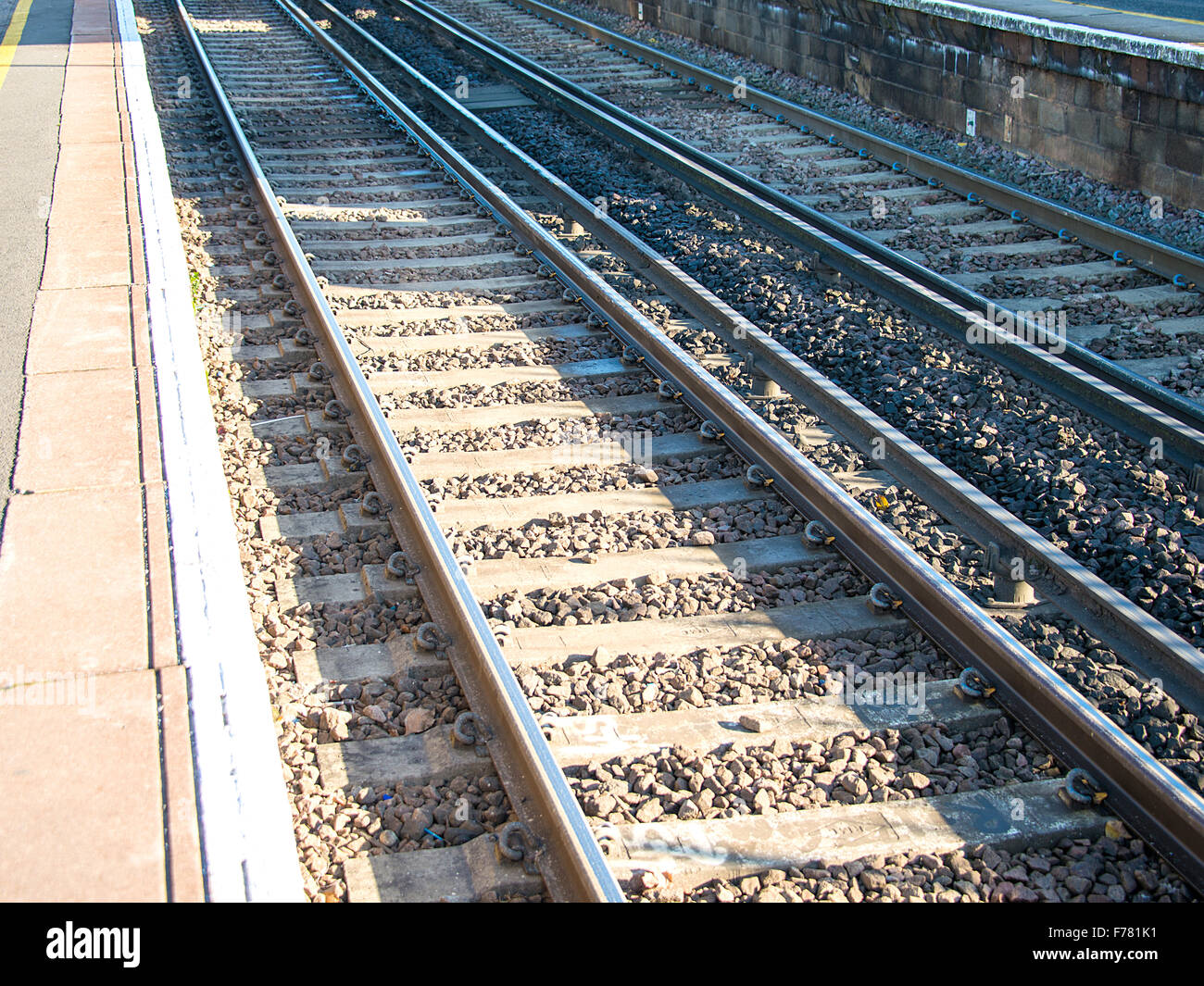 Rail tracks in bright summer day Stock Photo - Alamy