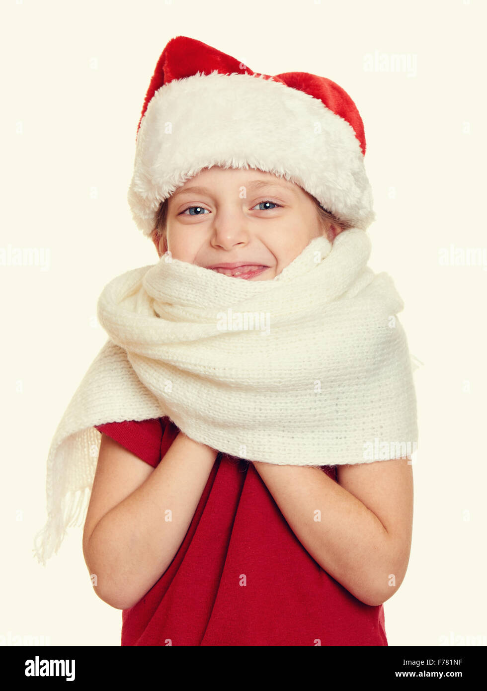 Joyful girl in santa hi-res stock photography and images - Alamy