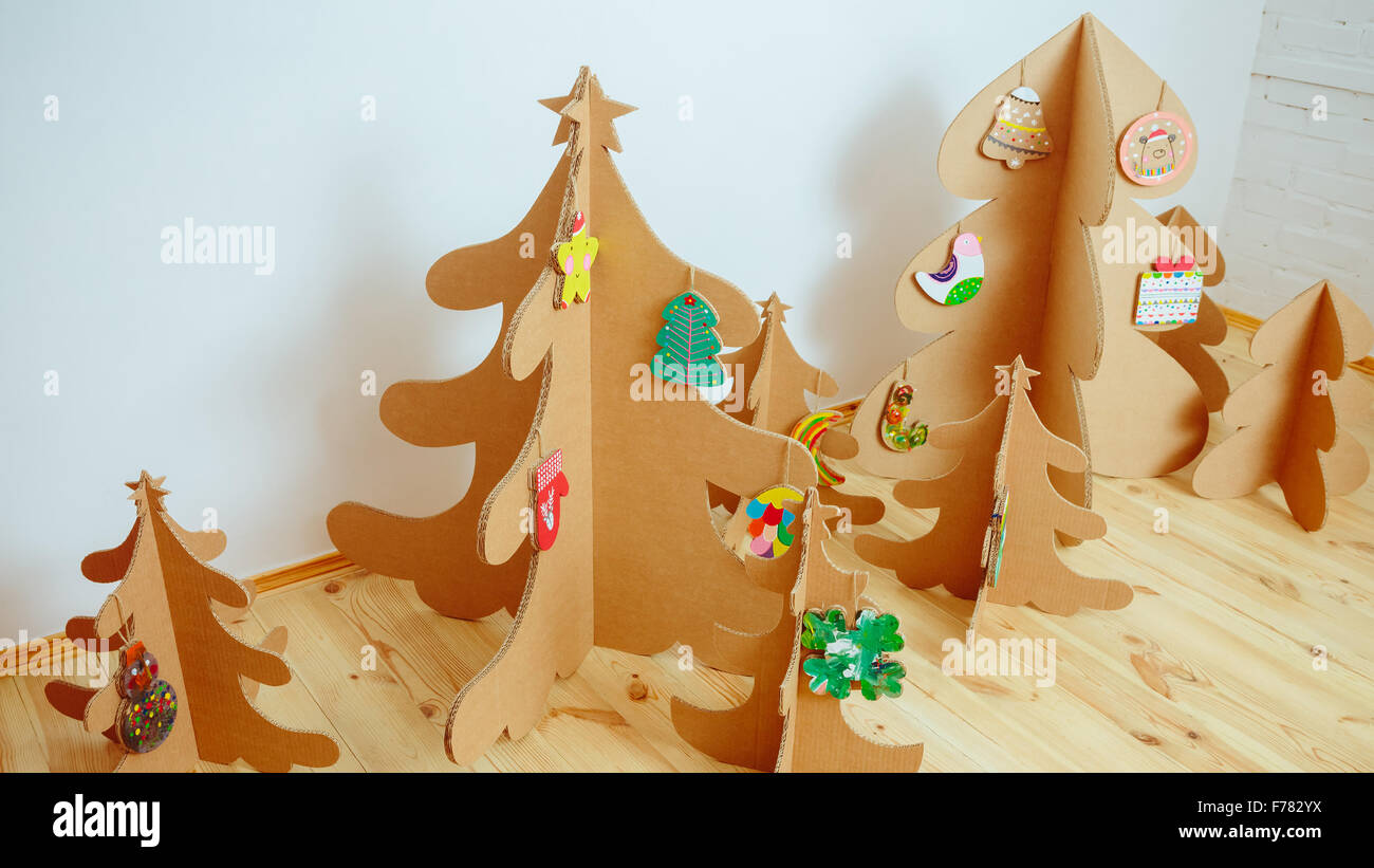 Christmas Tree Made Of Cardboard. New Year Stock Photo - Alamy