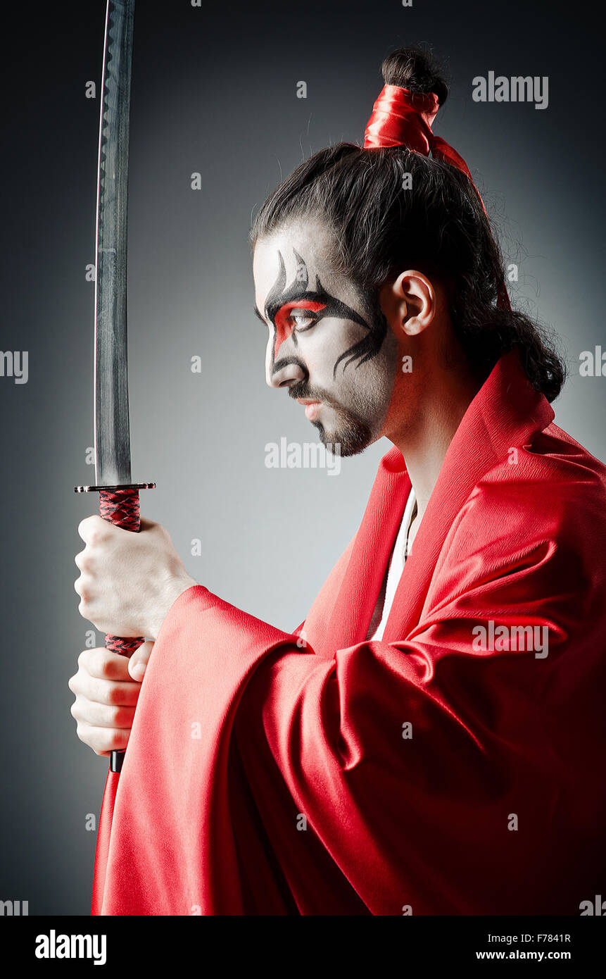 Japanese actor with sword Stock Photo - Alamy