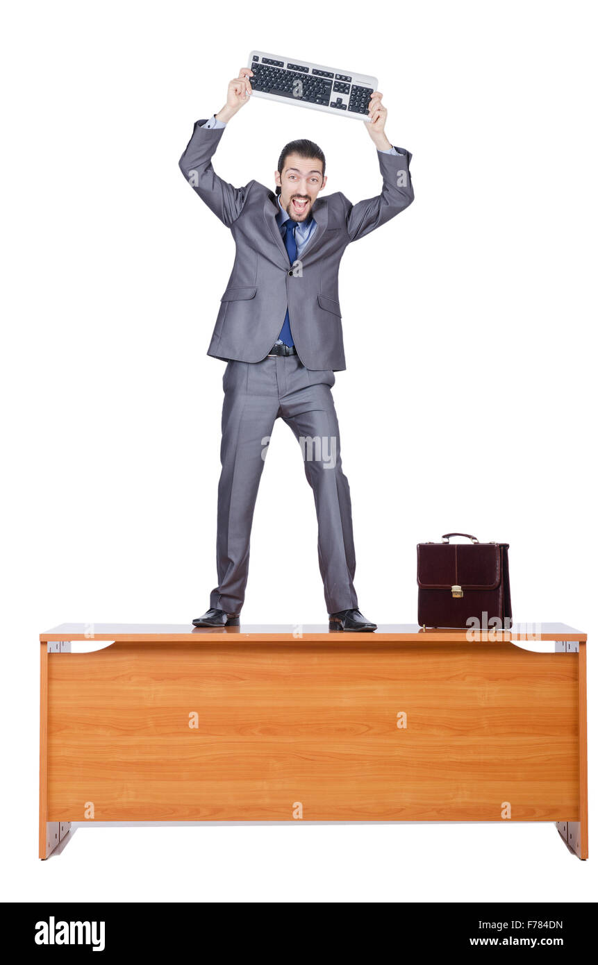Businessman breaking his computer Stock Photo - Alamy