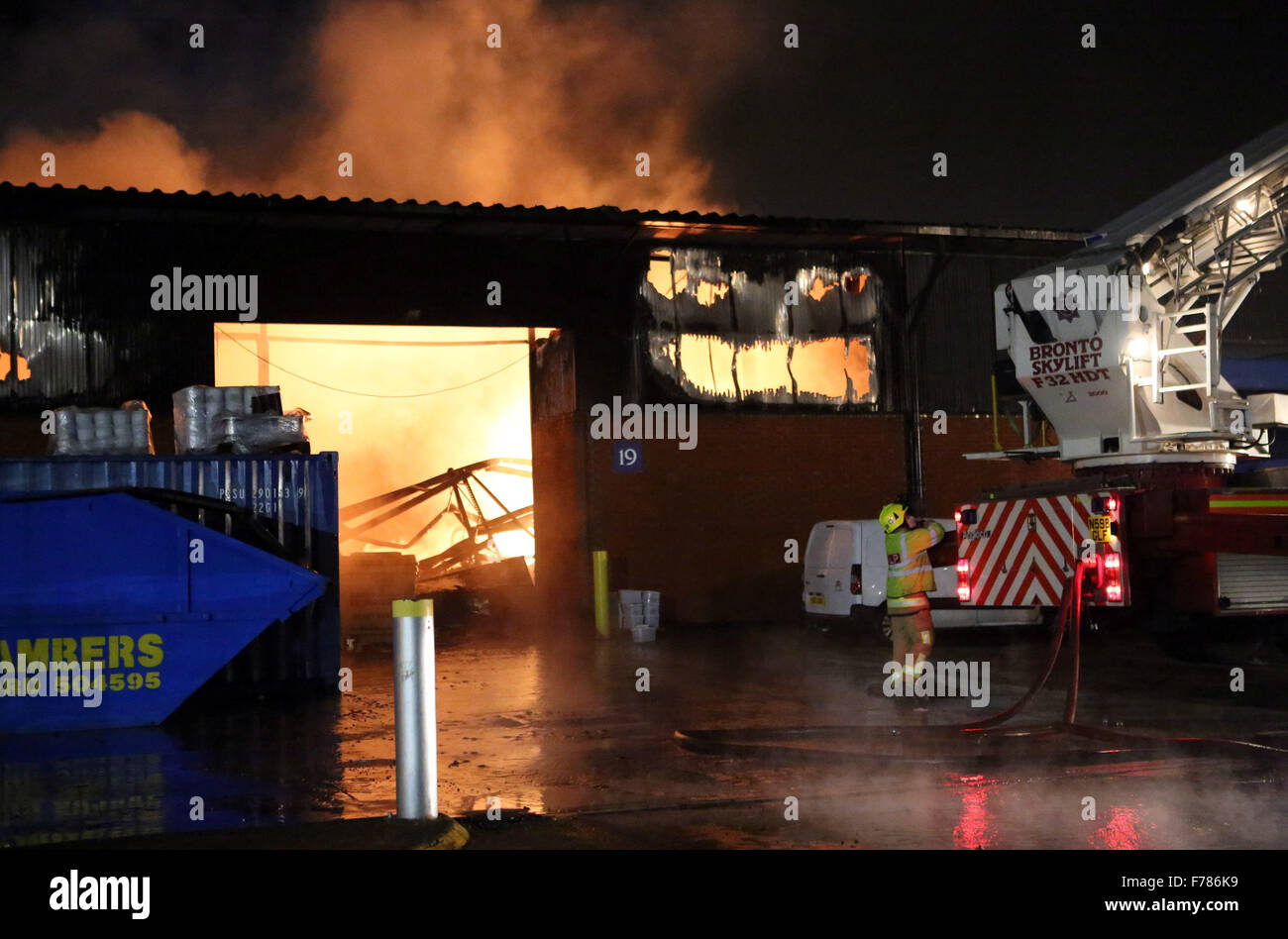 Woking, Surrey, UK. 26th November, 2015. A Major fire at jointing ...