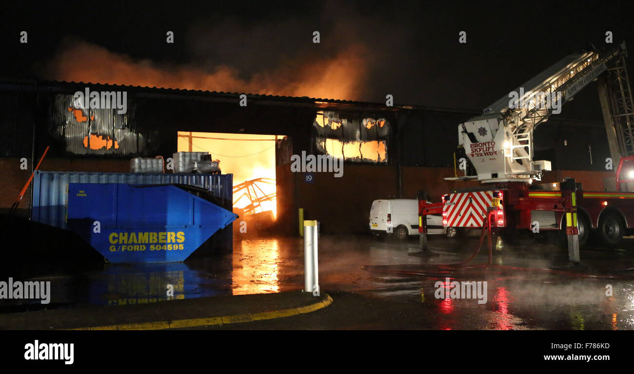 Woking, Surrey, UK. 26th November, 2015. A Major fire at jointing ...
