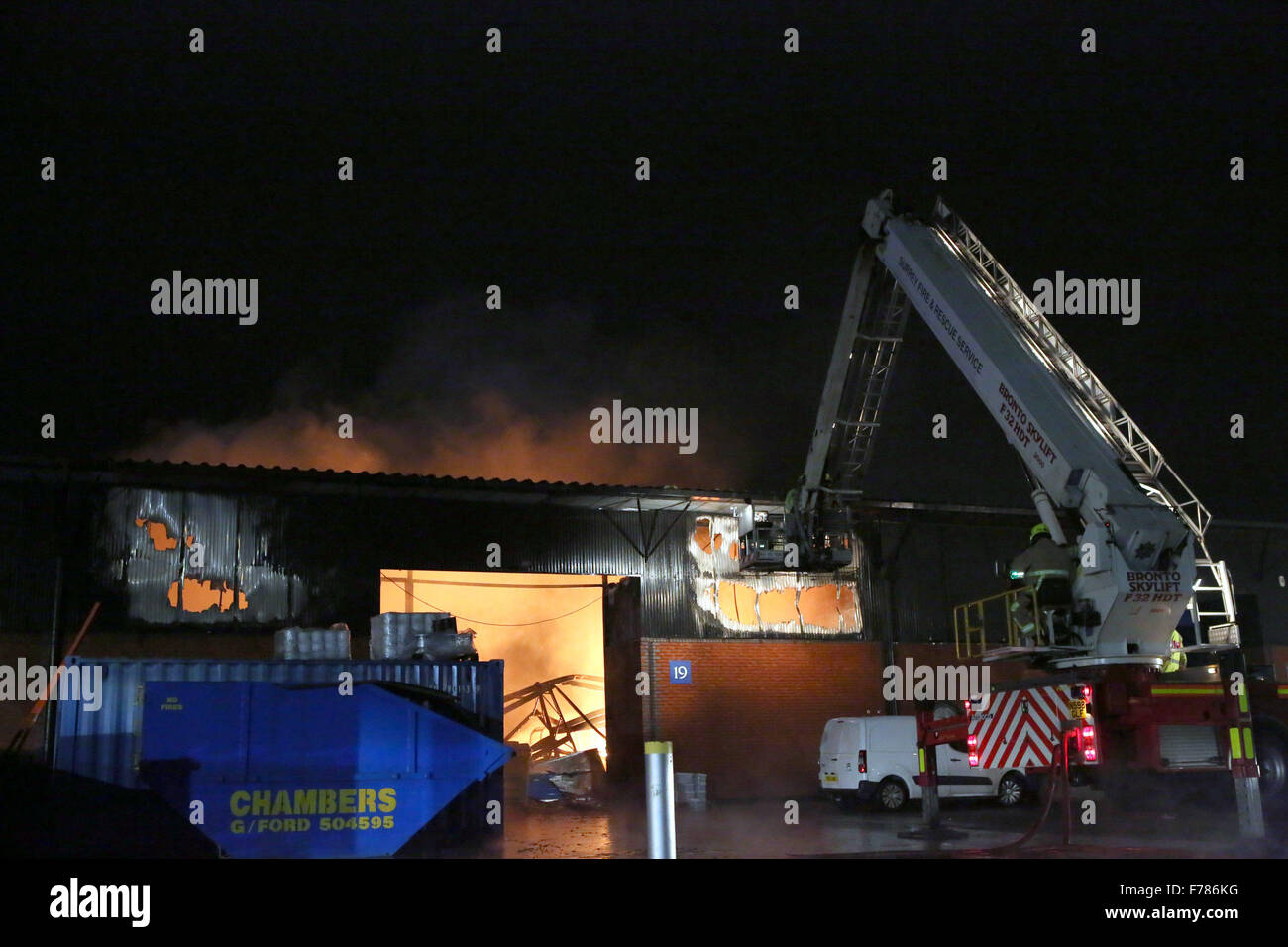 Woking, Surrey, UK. 26th November, 2015. A Major fire at jointing ...