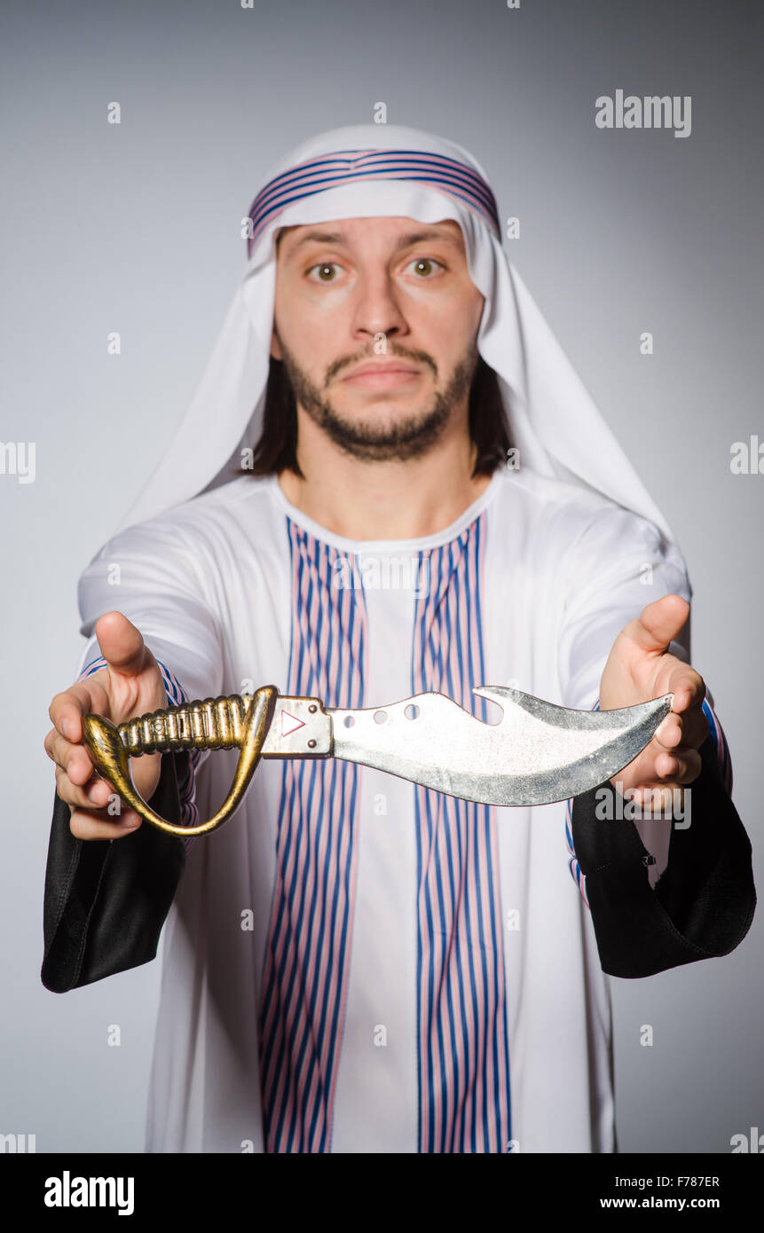 Arab man with sharp knife Stock Photo - Alamy