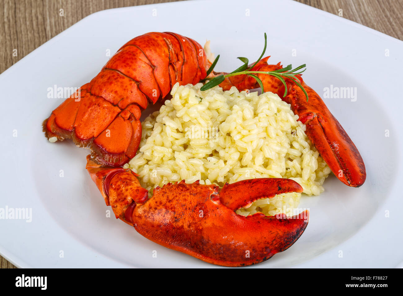 Delicous Risotto with lobster served rosemary and parmesan Stock Photo ...