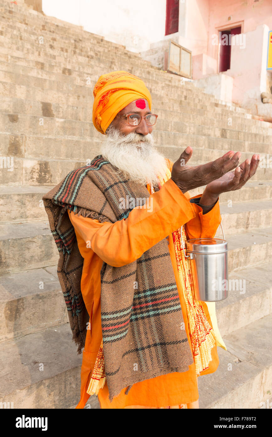 India Portrait of a Sadu on the river in Varanasi Stock Photo - Alamy