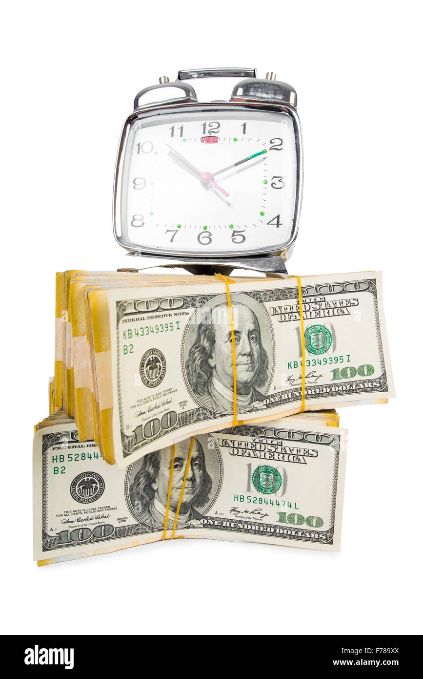 Time is money concept with clock and dollars Stock Photo - Alamy