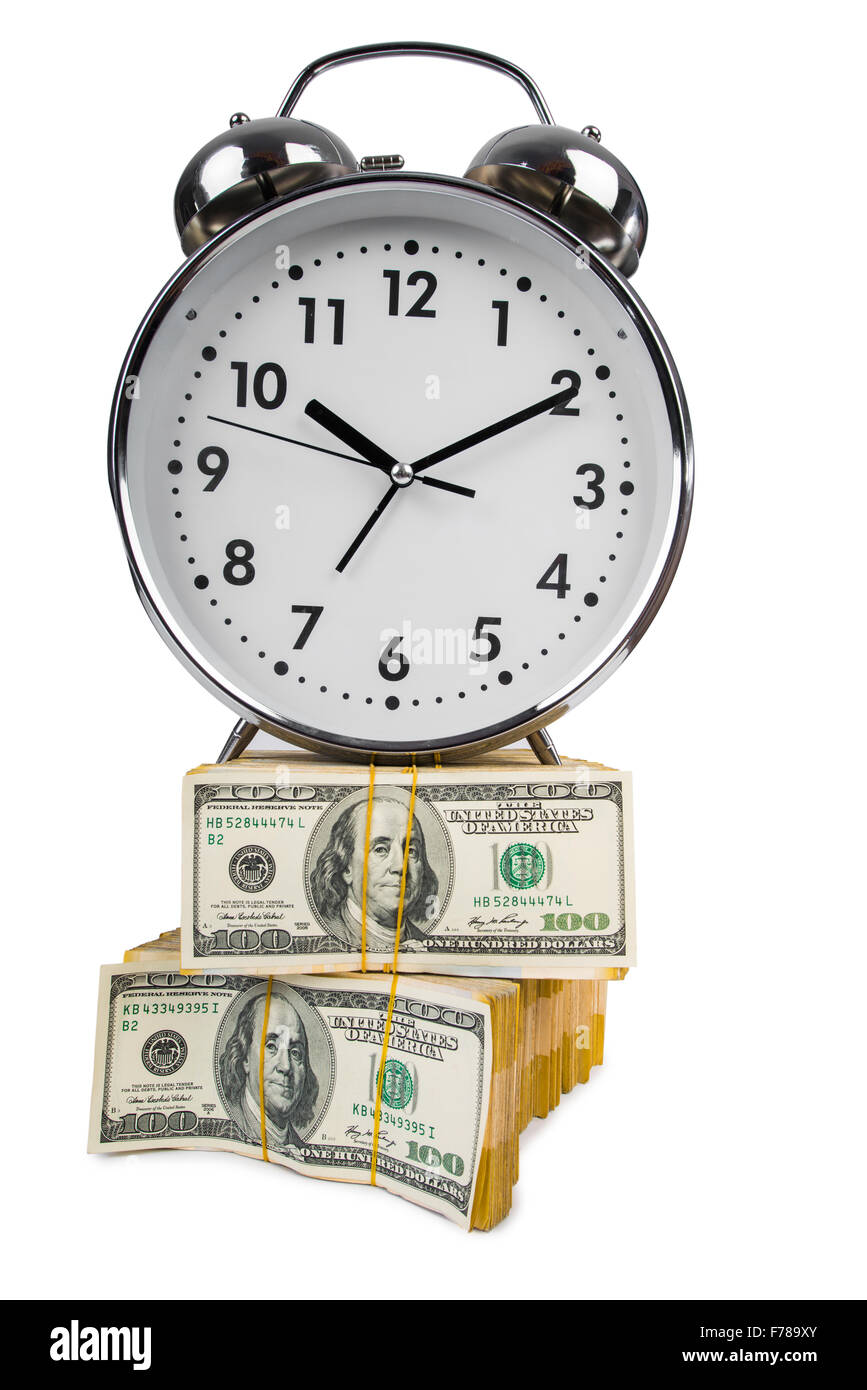 Time is money concept with clock and dollars Stock Photo - Alamy