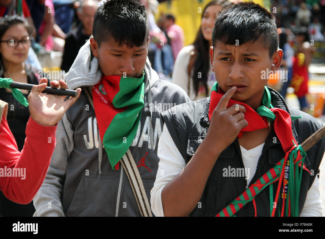 Bogotá, Colombia. 25th Nov, 2015. Colombian indigenous kids during a ...