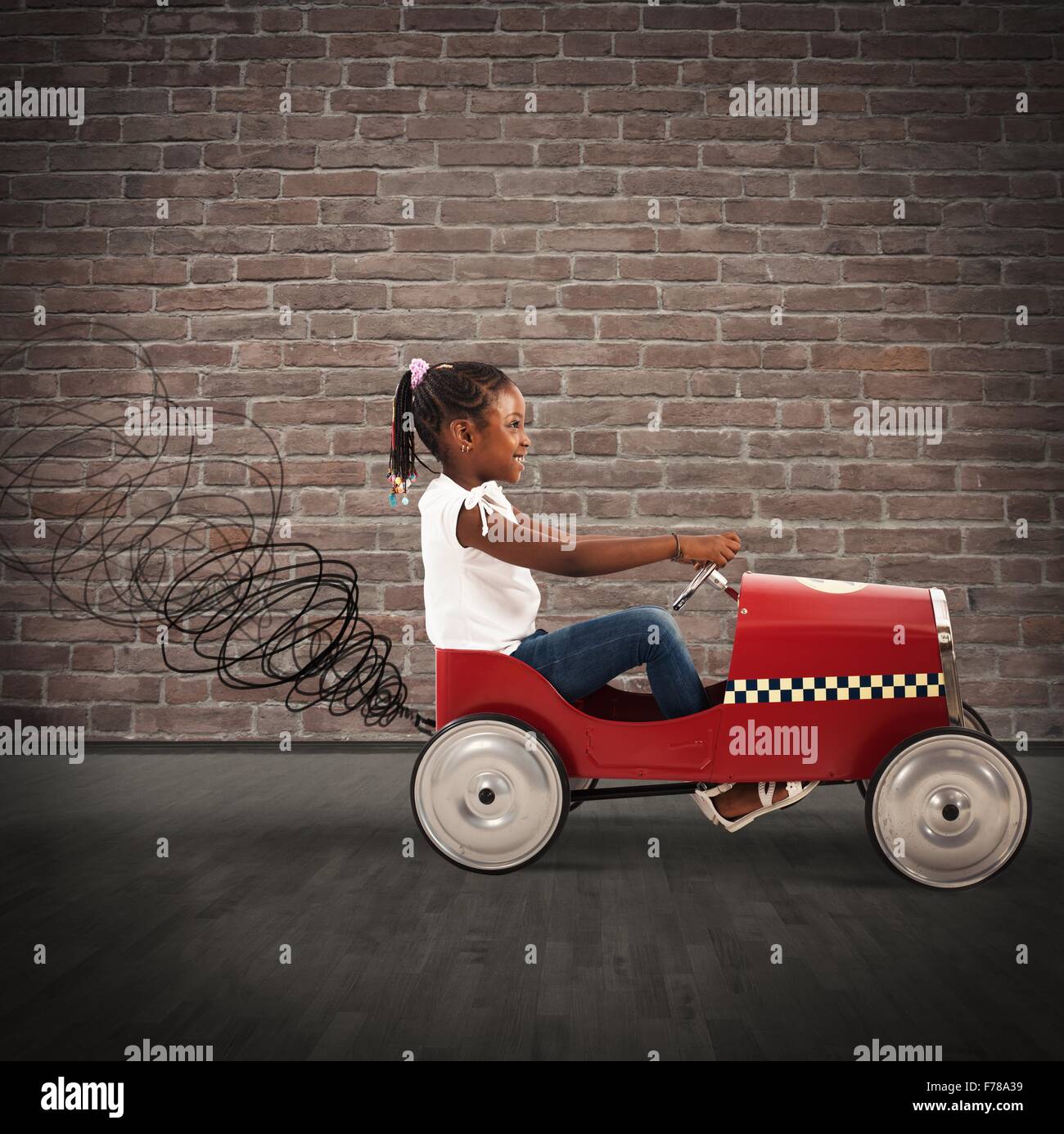 Little girl drive car Stock Photo - Alamy