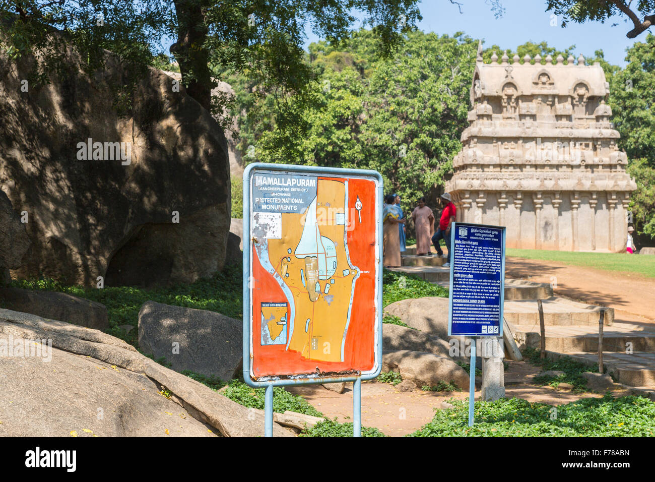 Map showing layout of Mamallapuram (Mahabalipuram) protected national ...