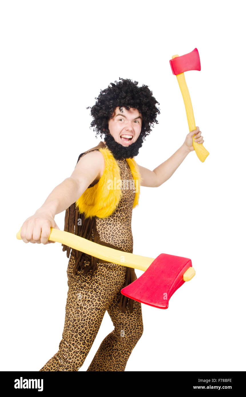 Savage man isolated on white Stock Photo - Alamy