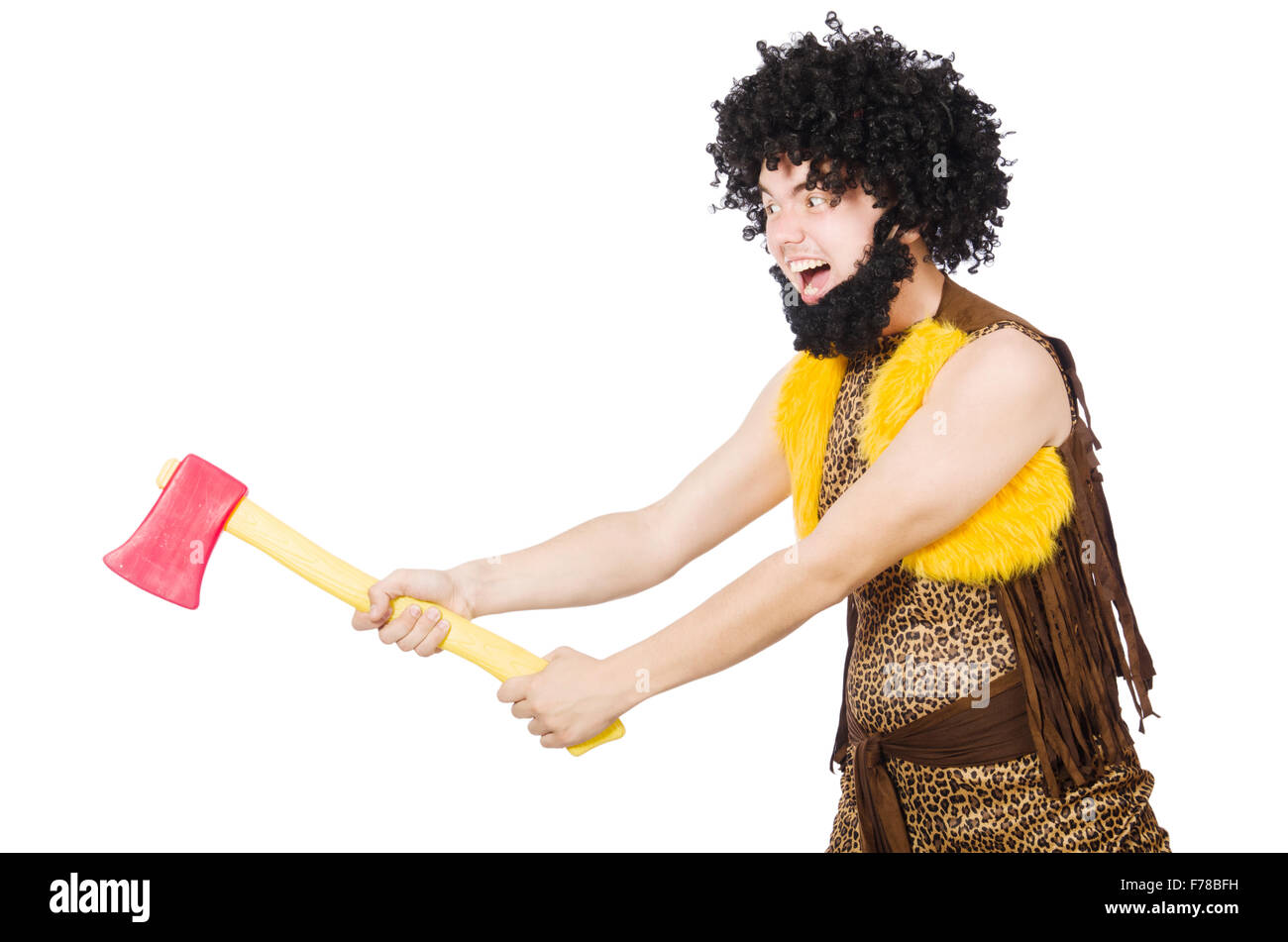 Savage man isolated on white Stock Photo - Alamy