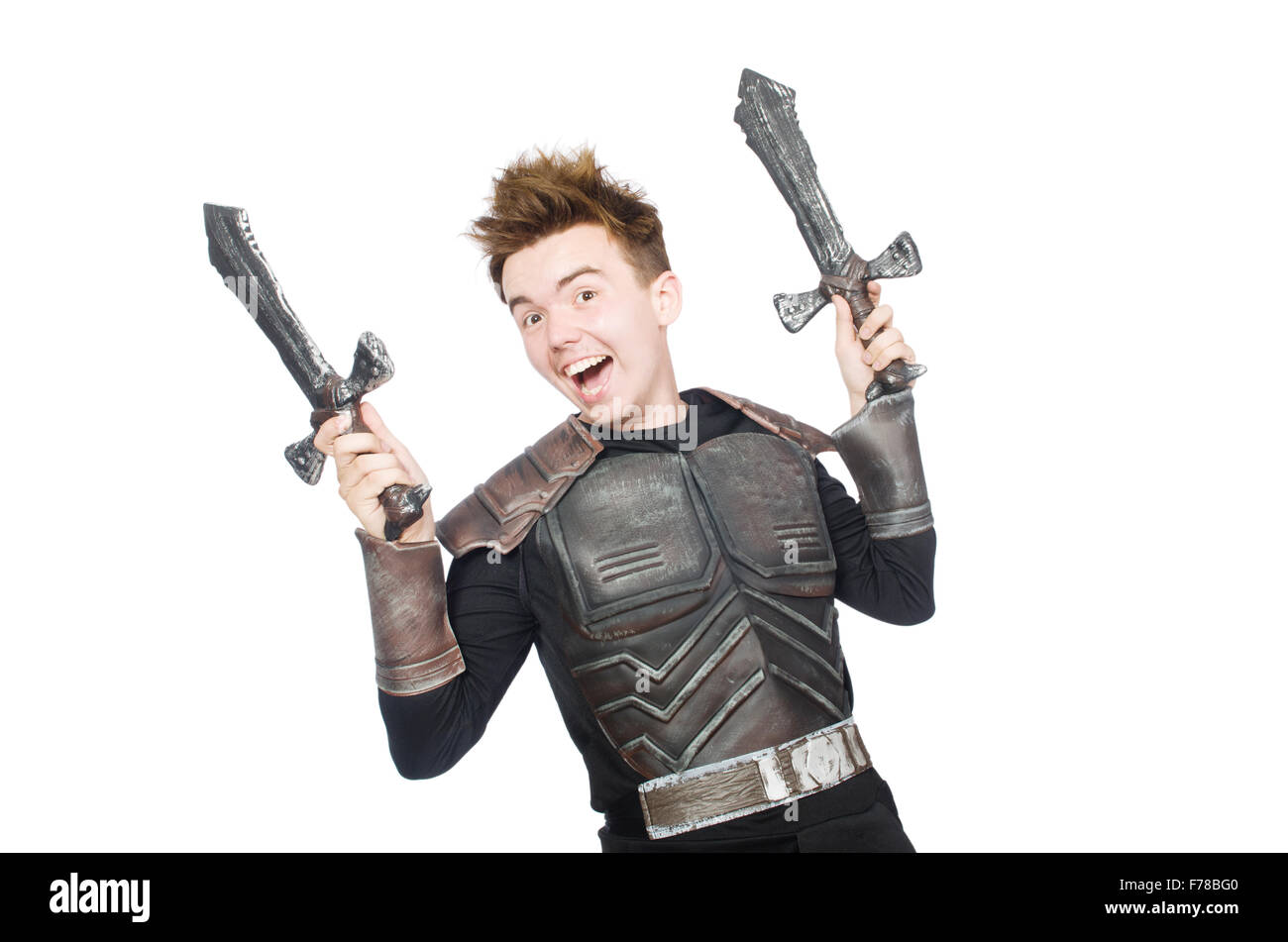 Funny knight isolated on the white background Stock Photo - Alamy